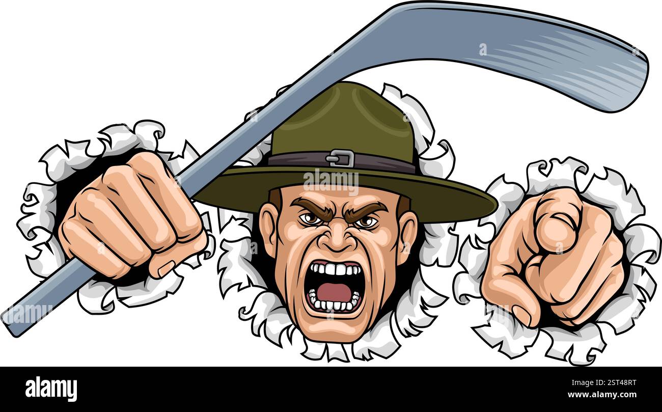 Drill Instructor Sergeant Ice Hockey Sports Mascot Stock Vector Image ...
