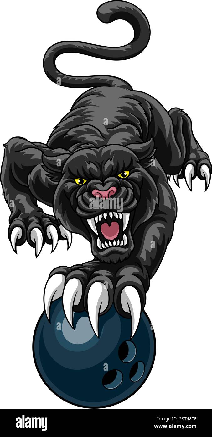 Panther Bowling Sports Team Mascot Design Stock Vector Image & Art - Alamy