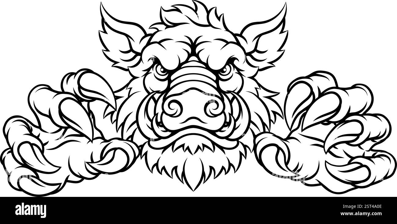 Boar Wild Hog Razorback Warthog Pig Sports Mascot Stock Vector Image ...