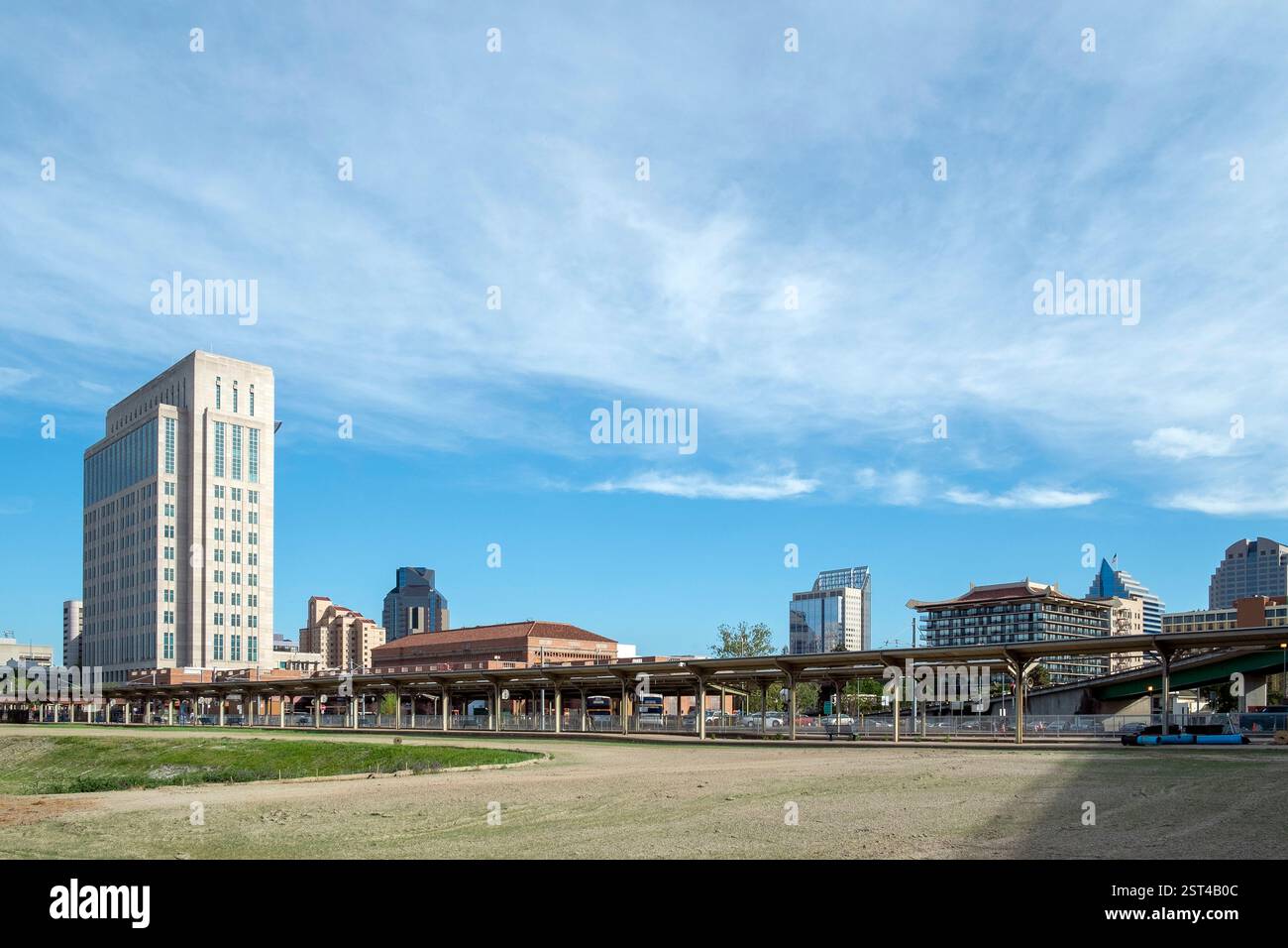 Passenger train platforms and buildings in Sacramento old Waterfront ...