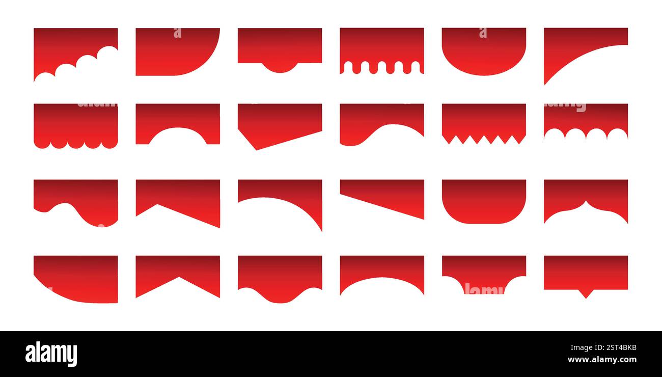 Set of top side border, divider, separator shape of page for website, card, banner, brochure ...