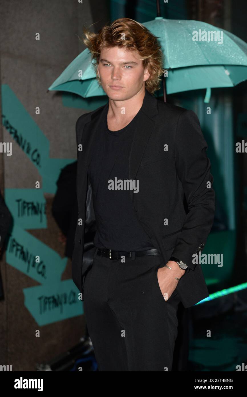 Jordan Barrett attending Tiffany & Co. 'Paper Flowers' jewelry ...