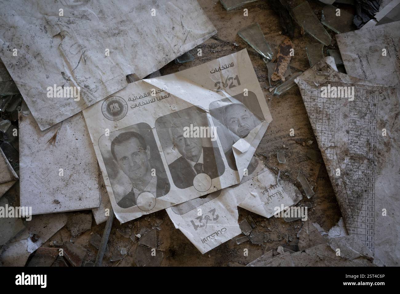 Saydnaya, Syria–January 15 2025: Documents of the former prison guards ...