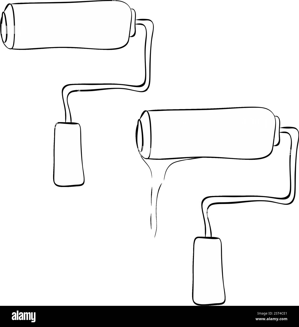 Paint roller tool graphic line vector illustration. isolated on ...