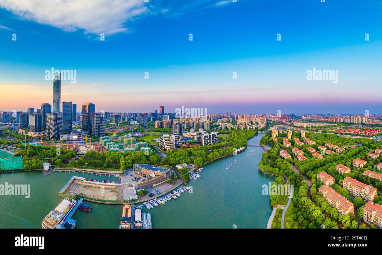 Aerial Scenery of Jinji Lake East CBD in Suzhou, Jiangsu Province ...