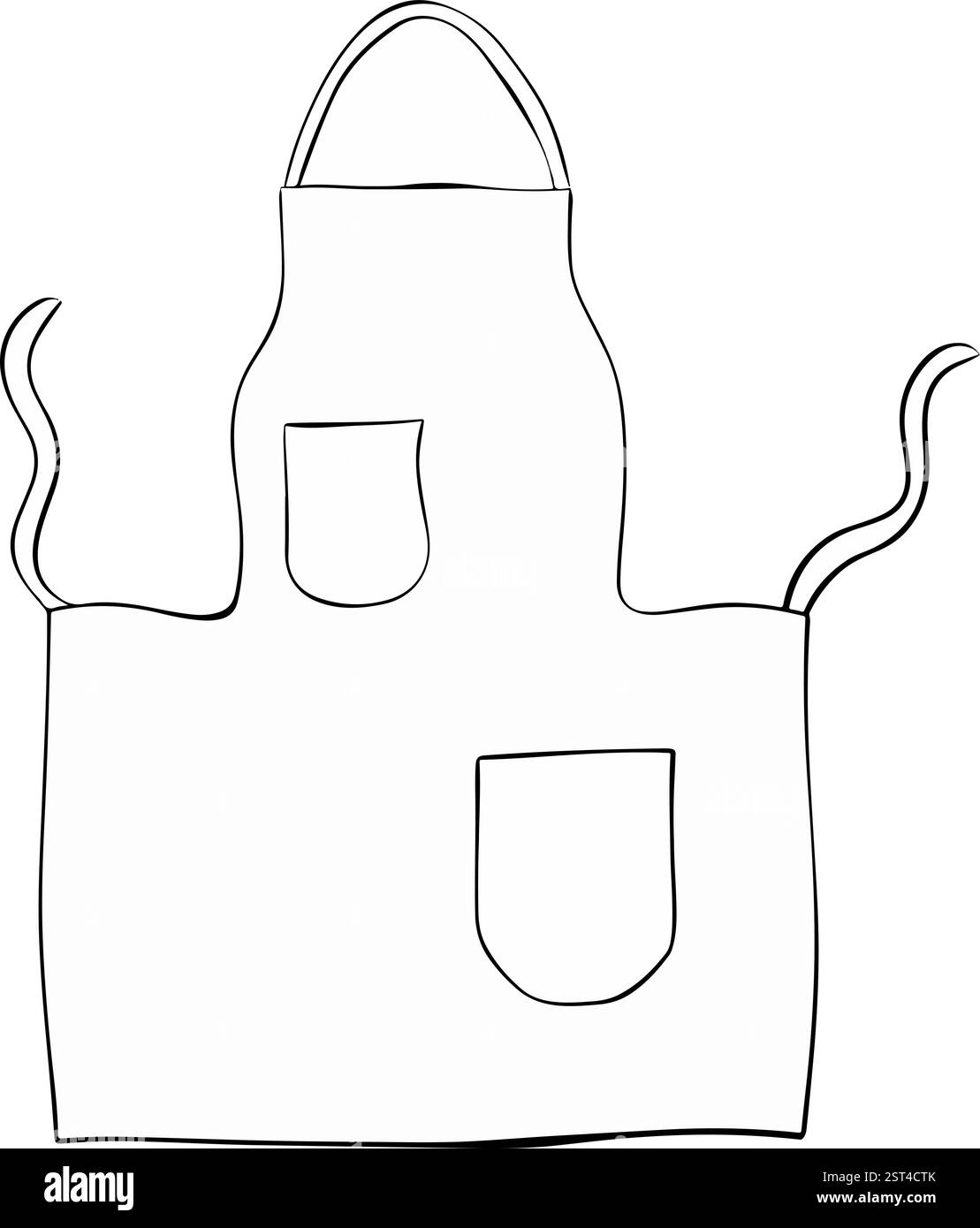 Graphic line White Blank Kitchen working Apron Vector illustration of ...