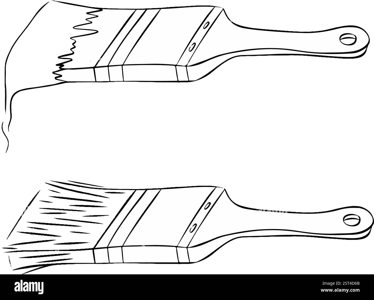 Graphic line drawing of painter brush set. vector illustration isolated ...