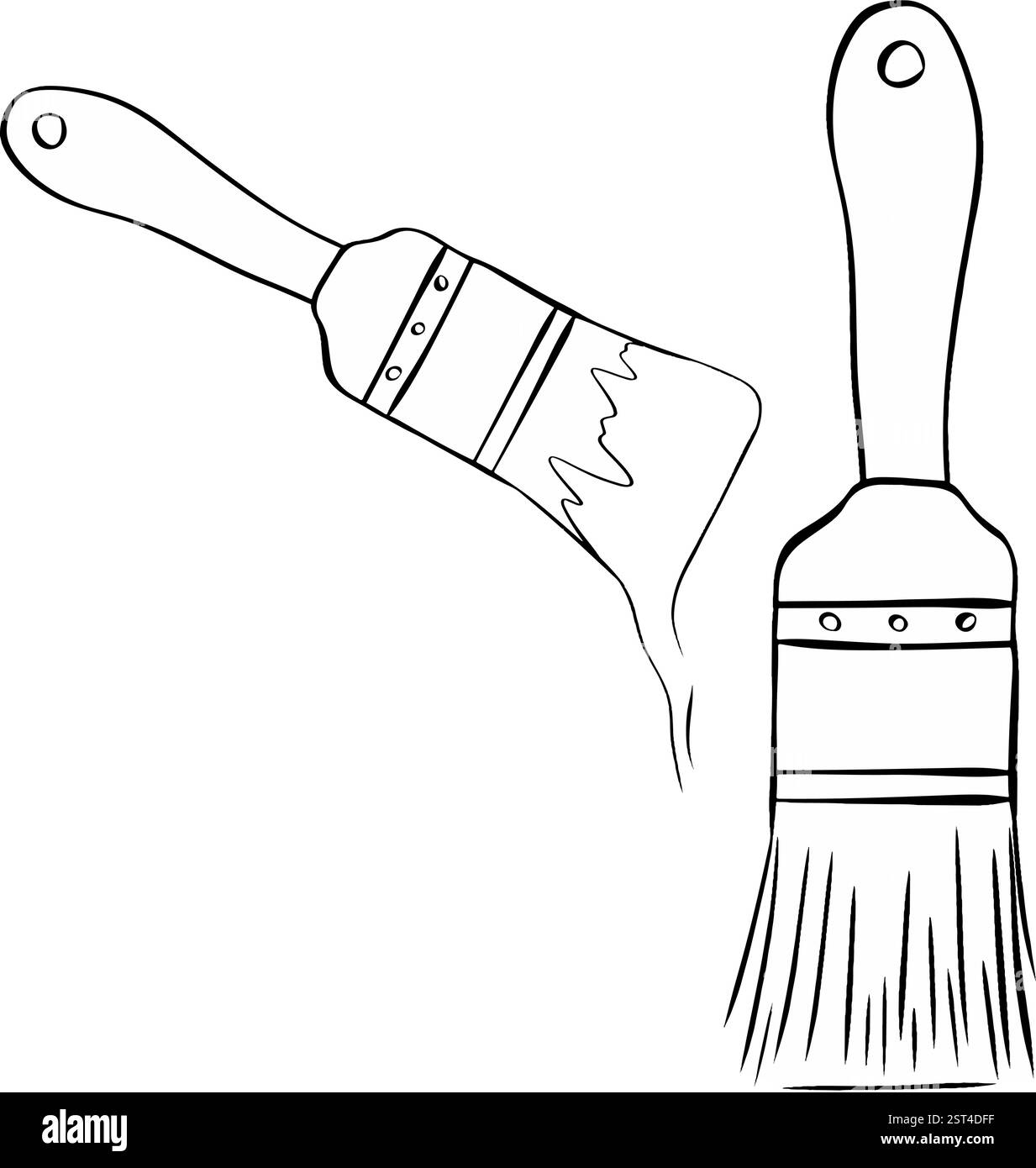 paint brush icon graphic line vector illustration isolated set. Working ...