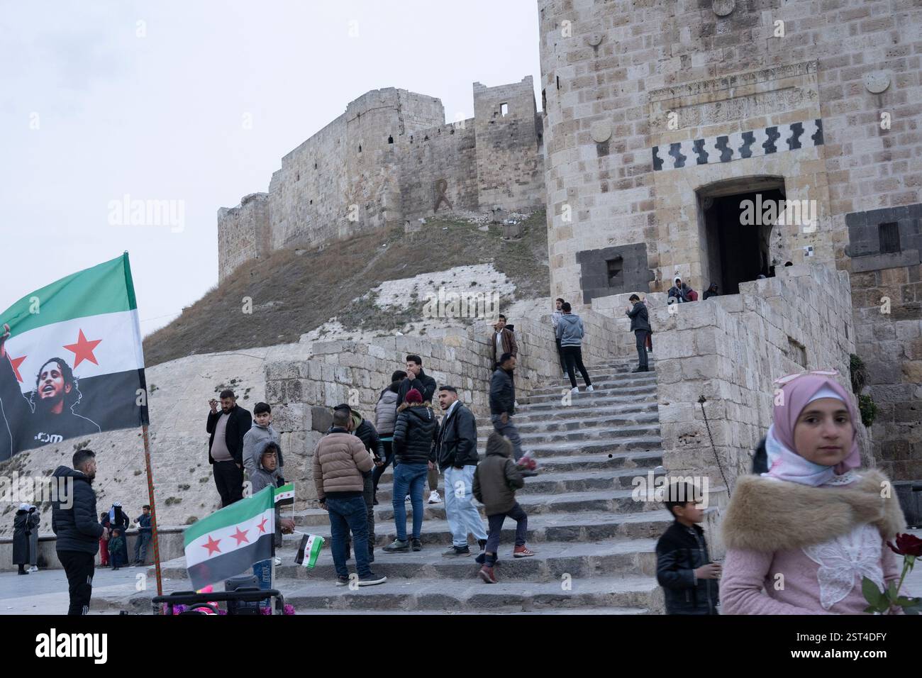 Aleppo, Syria–January 22 2025: Evening mood at the citadel in Aleppo ...