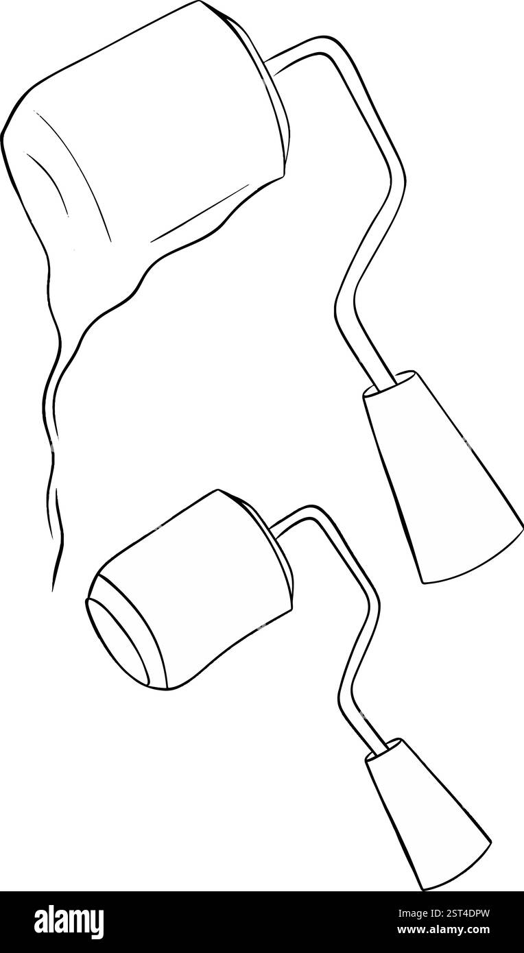 Paint roller vector graphic line illustration set. isolated on white ...