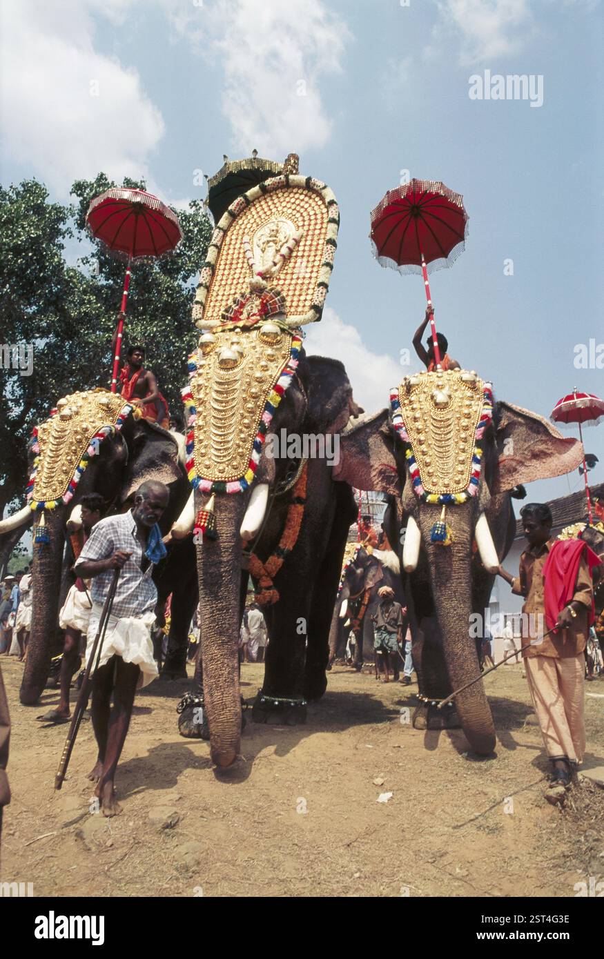Uthralikavu pooram, Elephants March procession of bejeweled temple ...