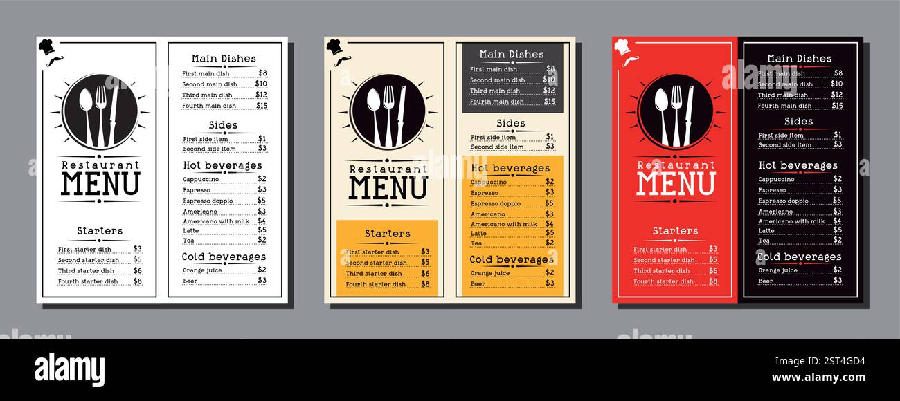 Restaurant menu card template in DL format - vector illustration Stock ...
