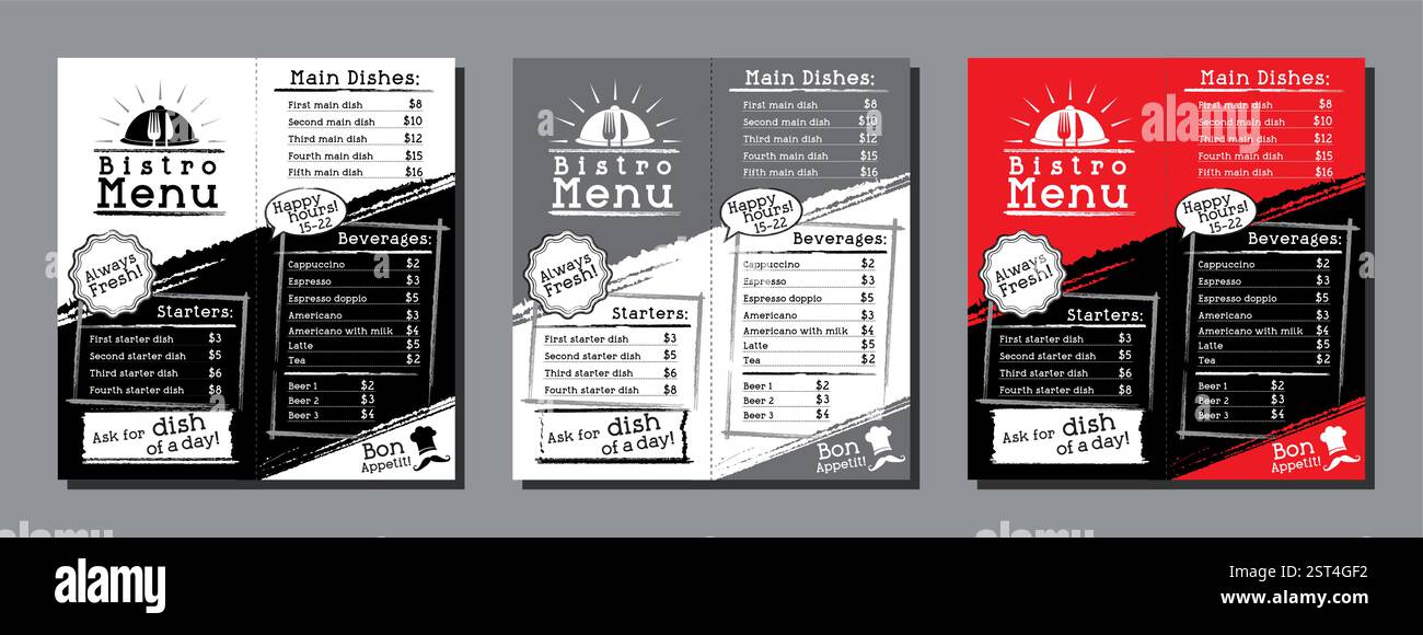 Bistro menu card template in DL format - vector illustration Stock ...