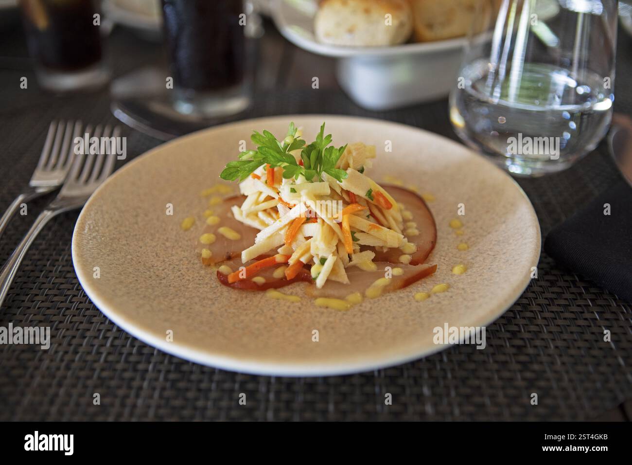 Marlin carpaccio, dish from Mauritius Stock Photo - Alamy
