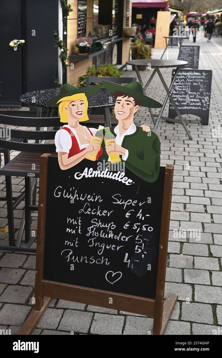 Advertising sign for a lemonade drink in front of a fast food ...