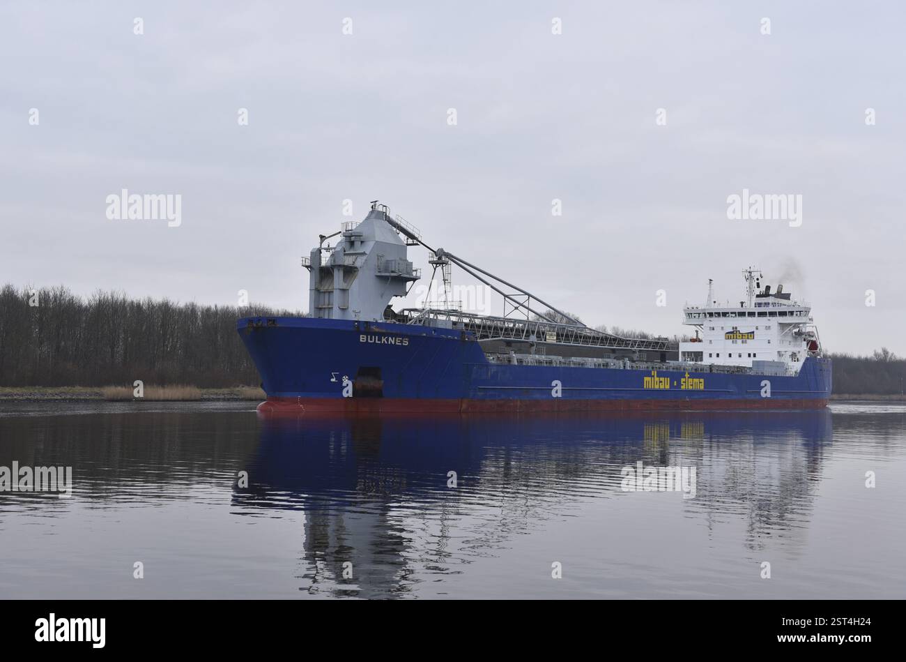 Self-discharging bulk carrier BULKNES sailing in the Kiel Canal, NOK ...
