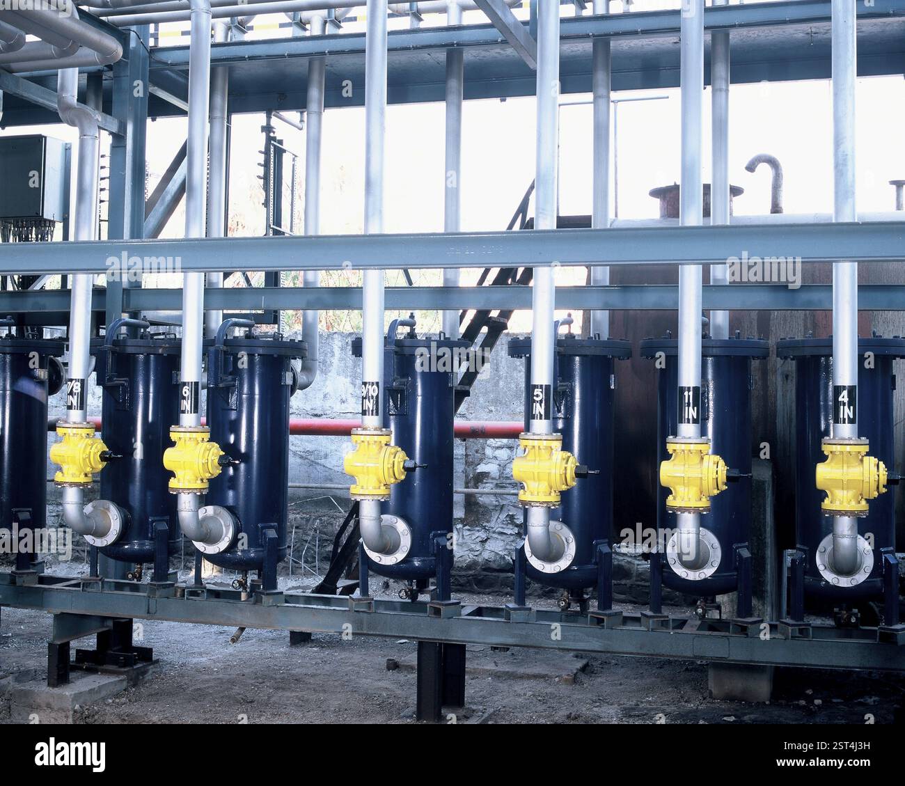 Indian Industry petrochemical factory showing pipe lines with valve ...