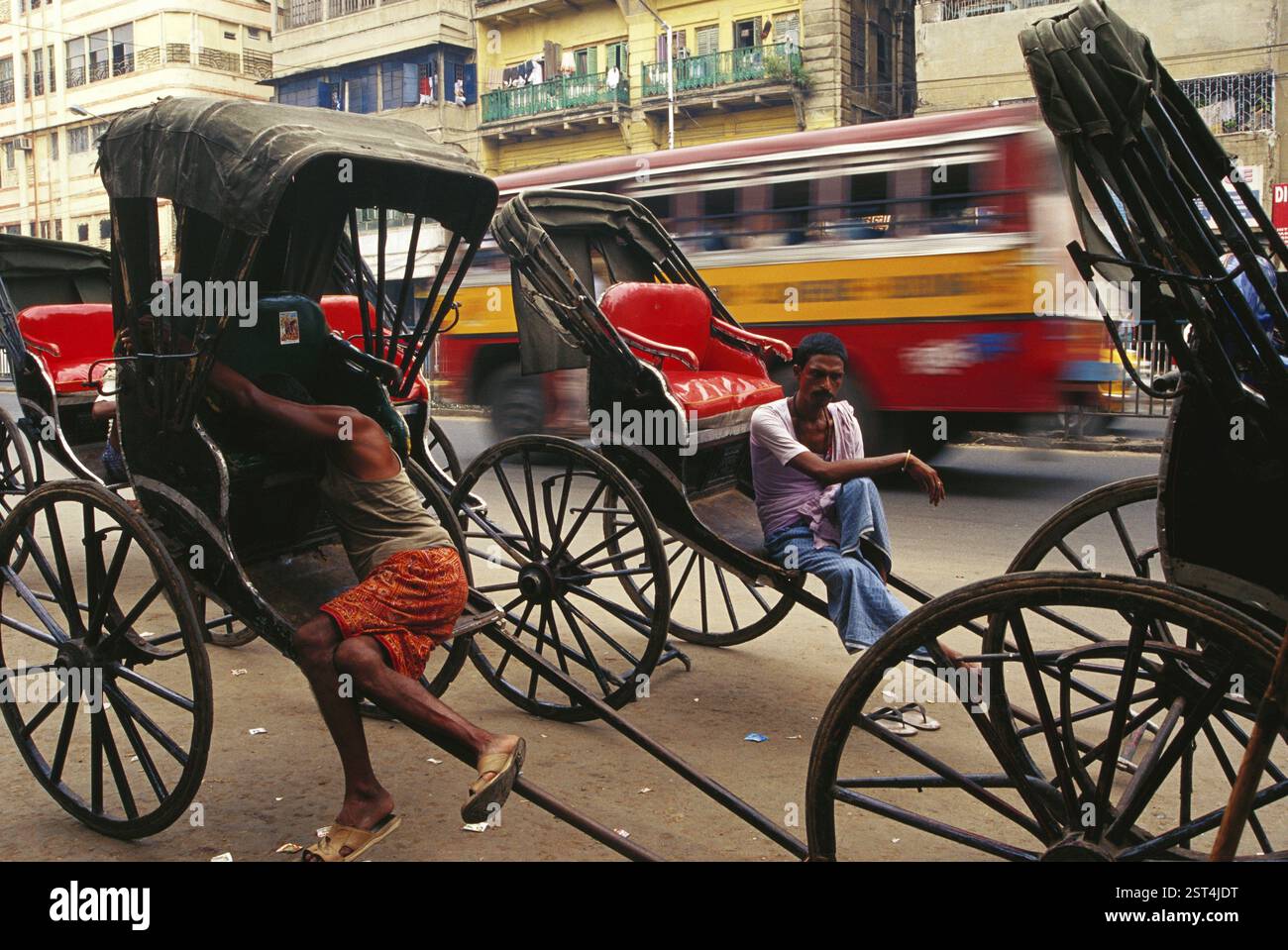 Hand pulled rickshaw, Calcutta, West Bengal, India, Asia Stock Photo ...