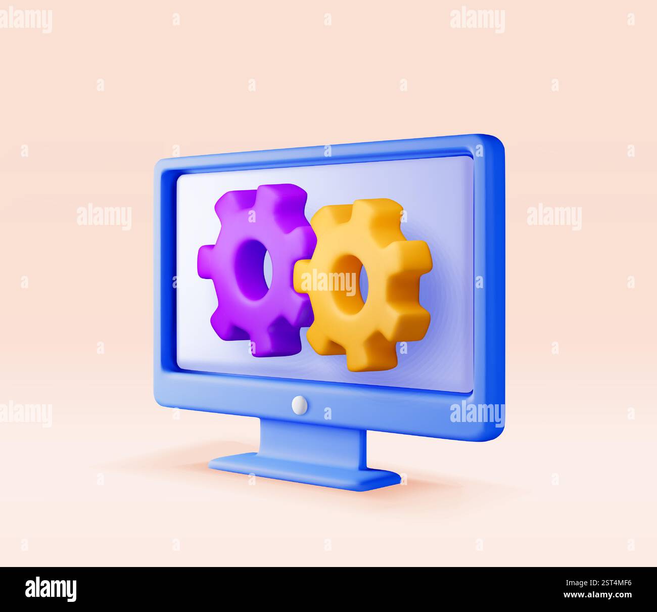 3D computer with gears on screen Stock Vector Image & Art - Alamy