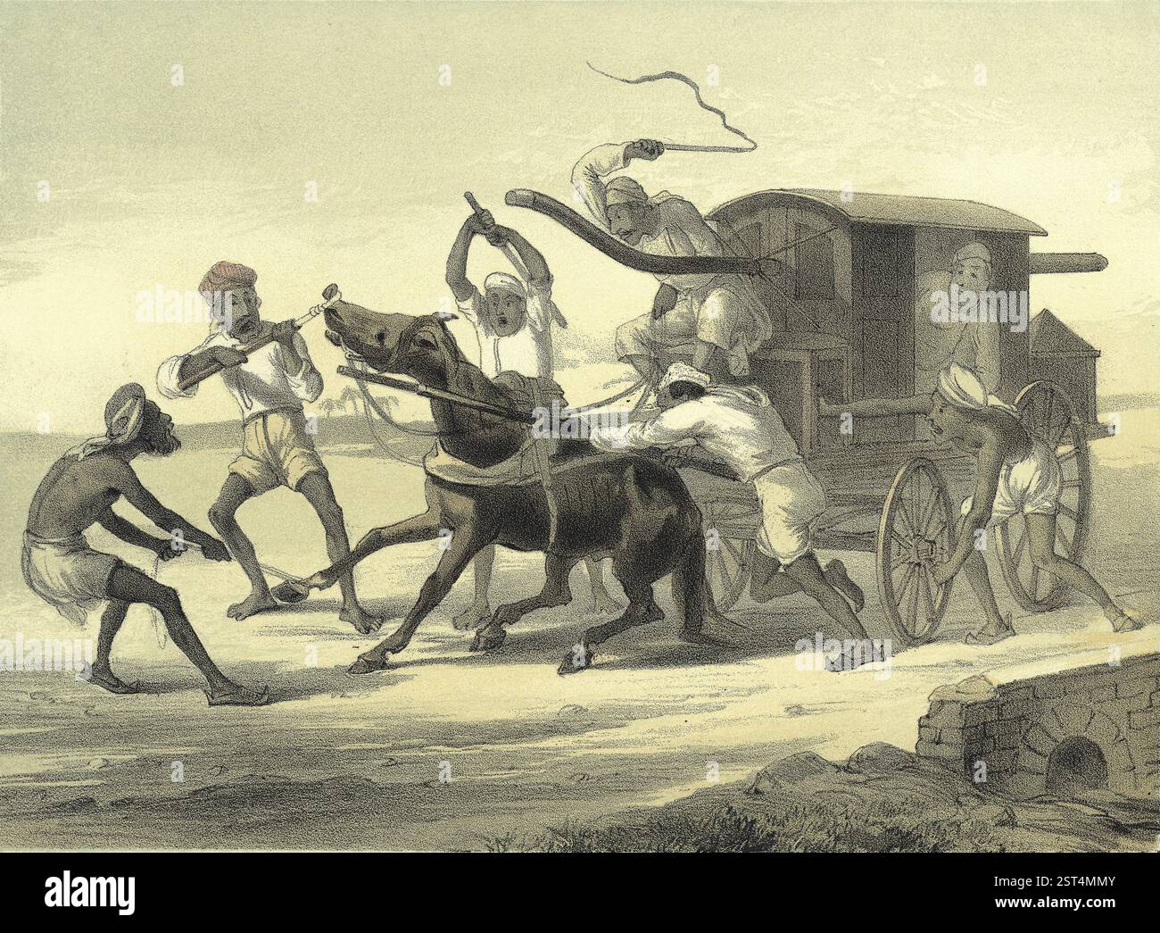 Illustration Lithograph Woodcut of Life in India During British Rule ...