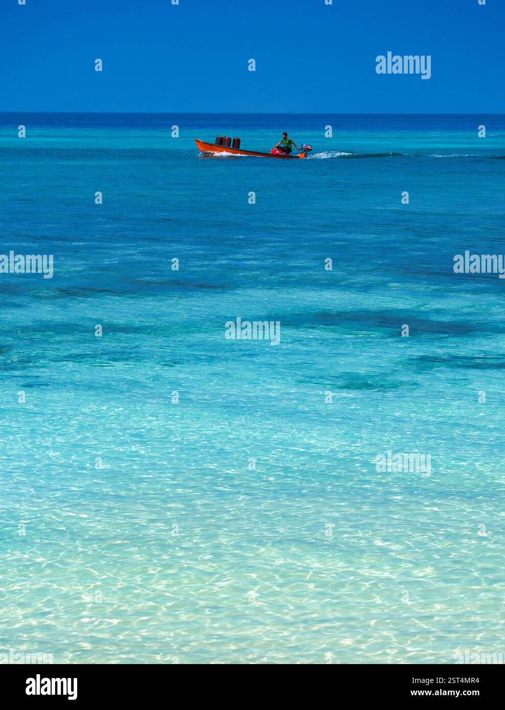Beautiful water colours with red speed boat, the Maldives Stock Photo ...