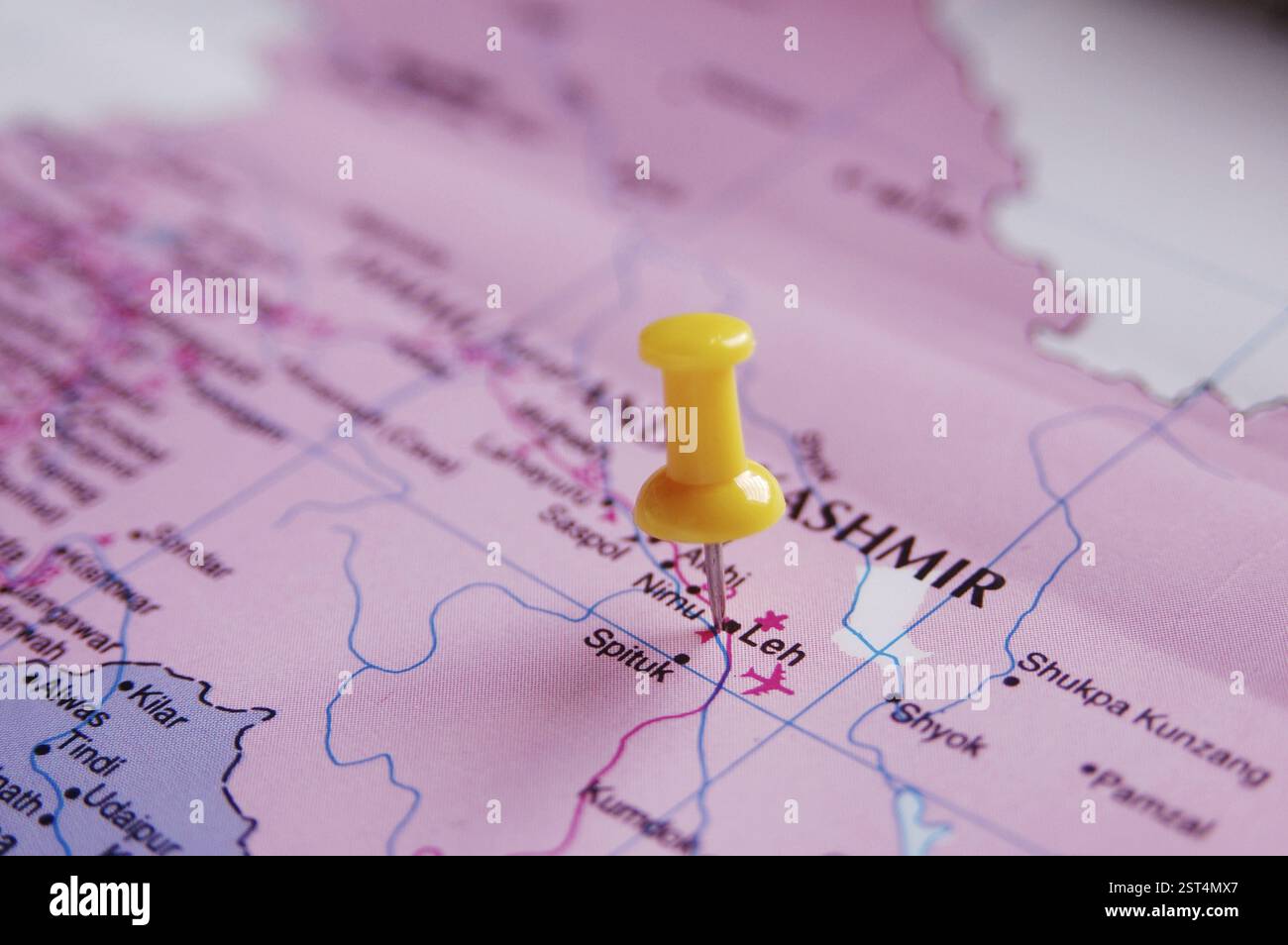 Map of India Spotted Leh capital of Ladakh by Yellow colored Board Pin ...