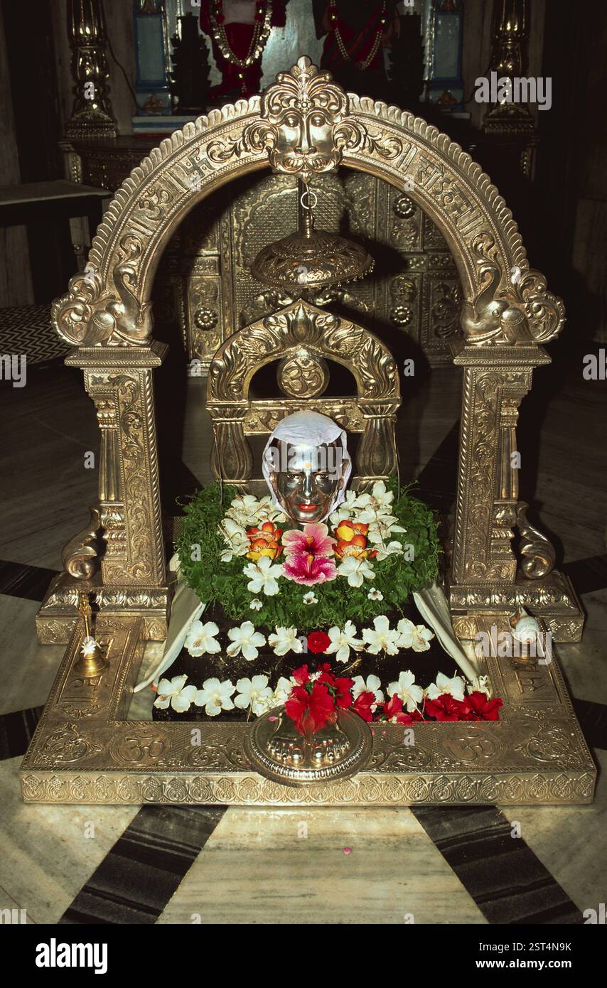 Gaily decorated frame in silver & idol of head only of Swami ...
