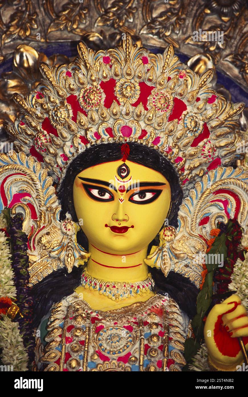 Goddess Durga Pooja puja festival Homage to the mother goddess procession, calcutta, west bengal ...