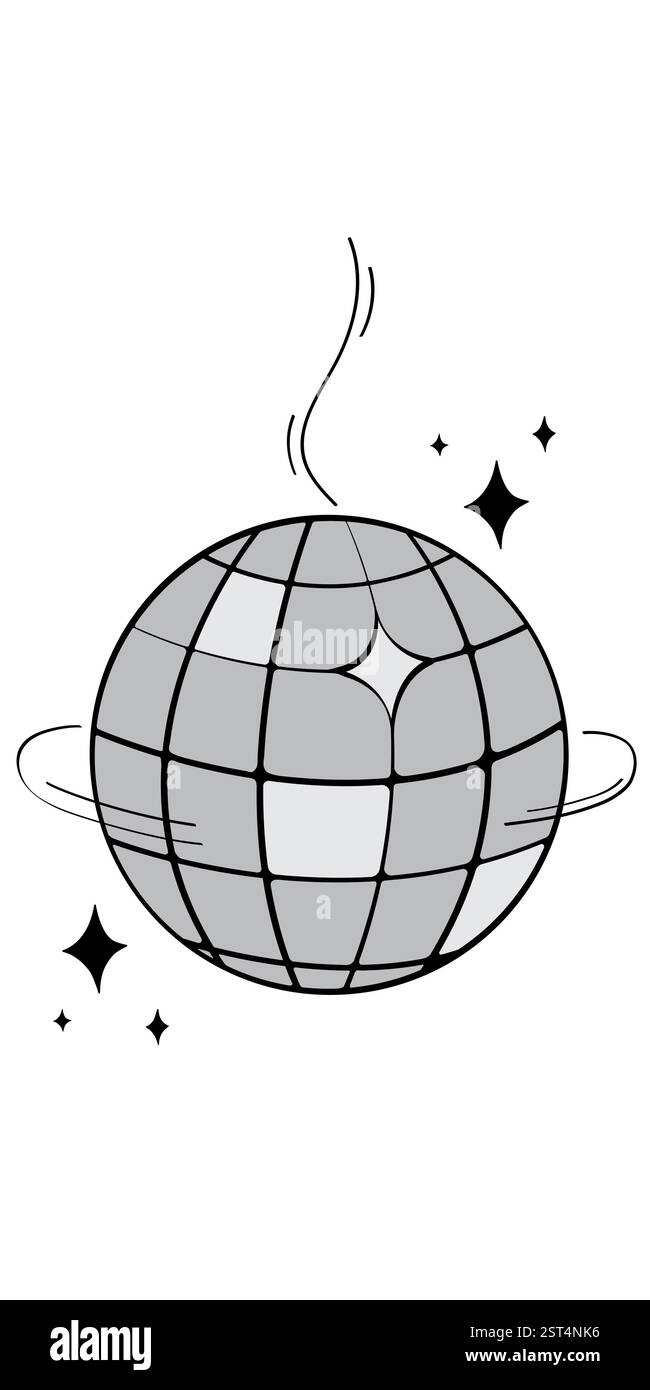 Simple Grey Hand Drawn Disco Ball Doodle Illustration Stock Vector ...