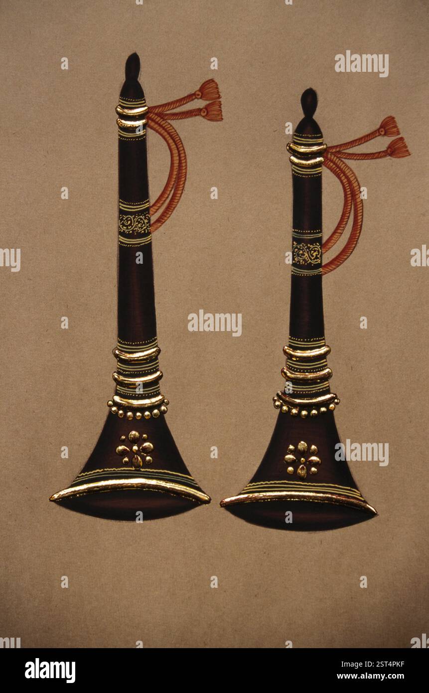 Miniature Painting On Paper Indian classical Musical Instrument Shehnai ...