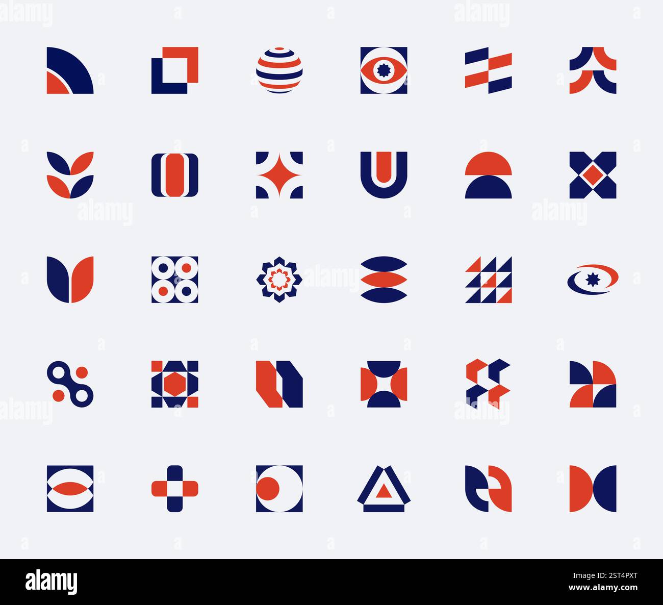 Set of bauhaus minimalist graphic design elements. Simple geometric ...