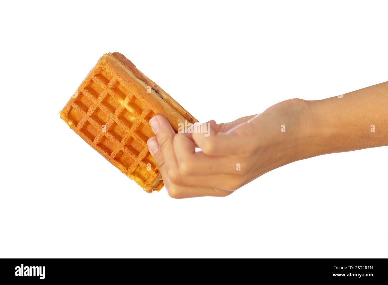 girl Hand holding waffle, isolate on white background Stock Photo - Alamy