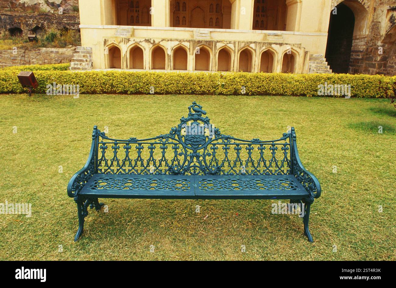 Cast iron bench Golconda fort, Hyderabad, Andhra Pradesh, India, Asia ...