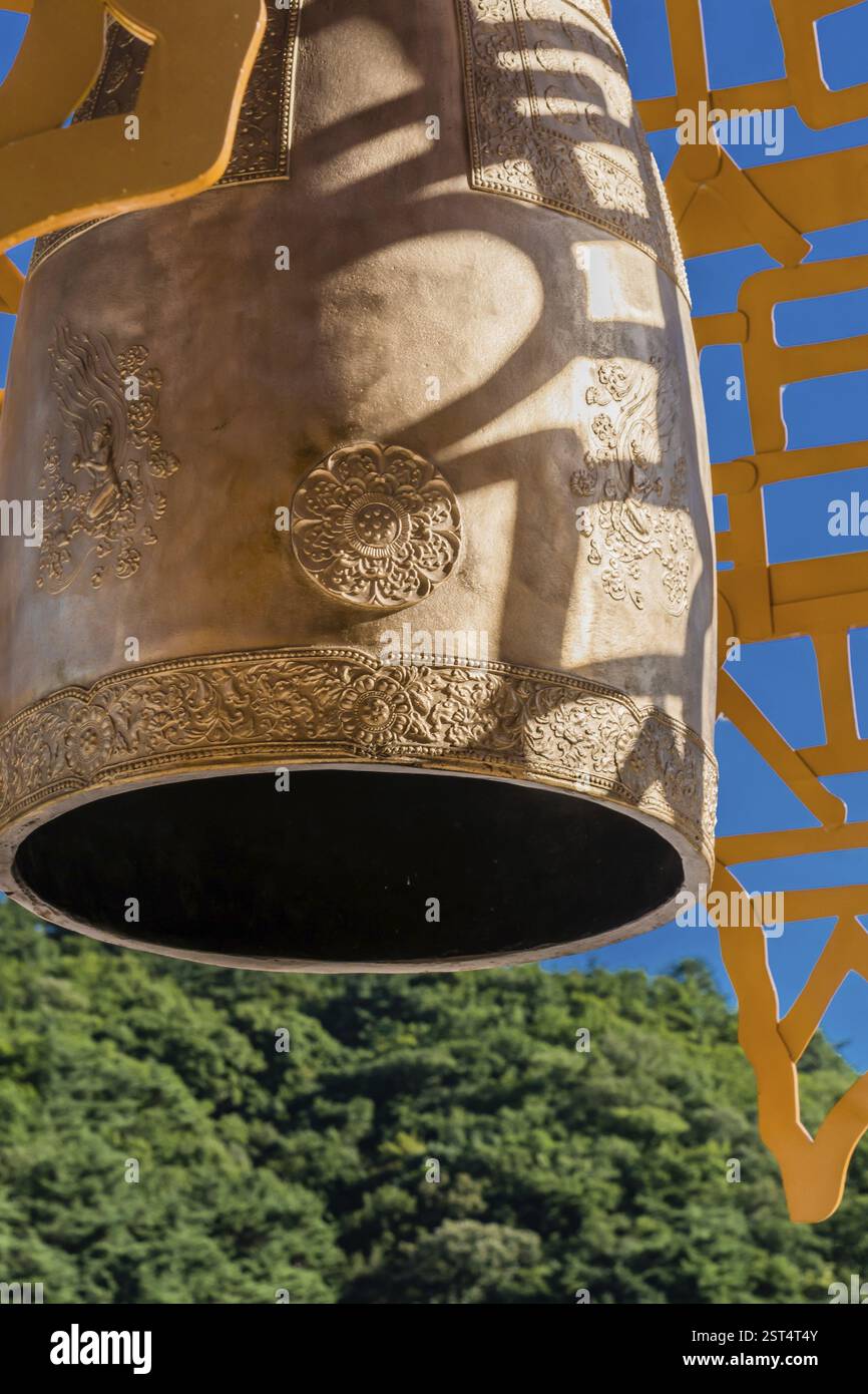 Boeun-gun, South Korea, September 13, 2019: Closeup of large bronze ...