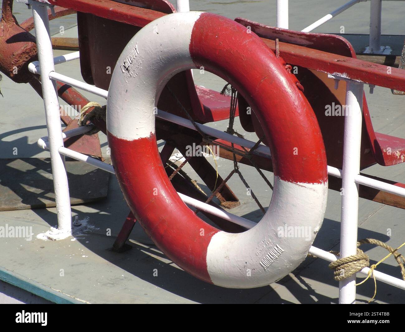 Life Guard, on a small boat, Red and white in Color, Safety, measure ...