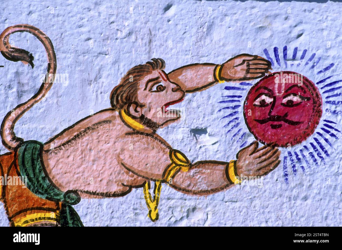 Wall painting on temple lord hanuman eating sun in pandharpur at ...