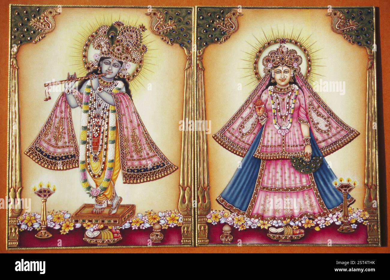 Radha Krishna miniature painting on ivory Stock Photo - Alamy