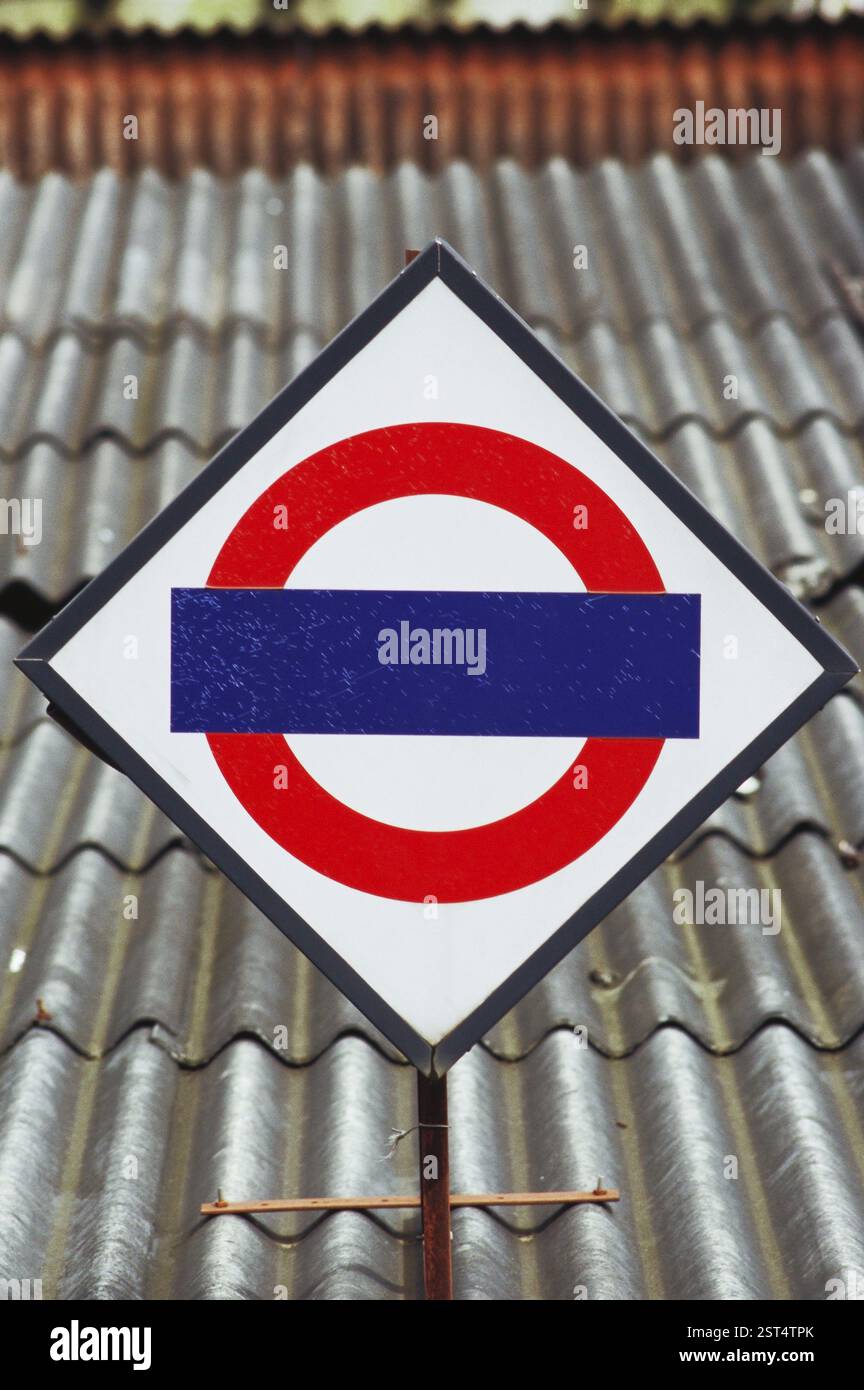 Blank sign board at railway station Stock Photo - Alamy