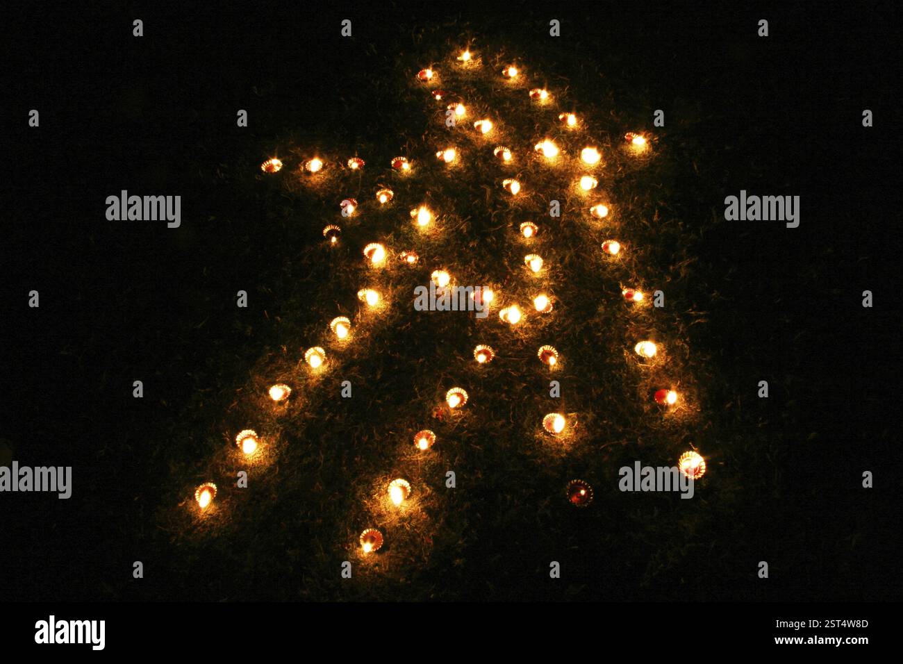 Lighting of oil lamps called 'Divas' in Shree shape on the occasion of ...