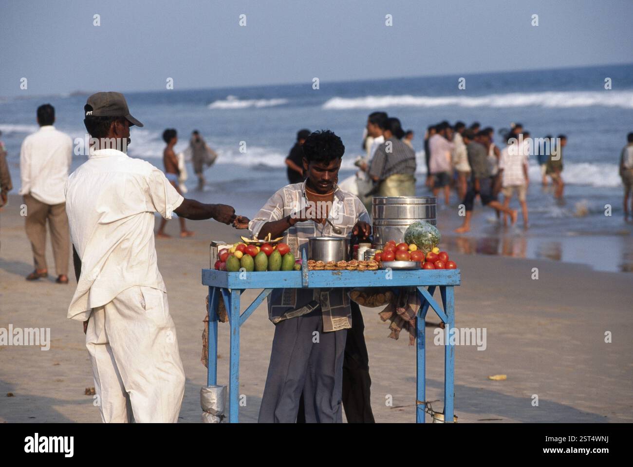 Vendor on beach, Ramakrishna beach, Visakhapatnam, Andhra Pradesh ...