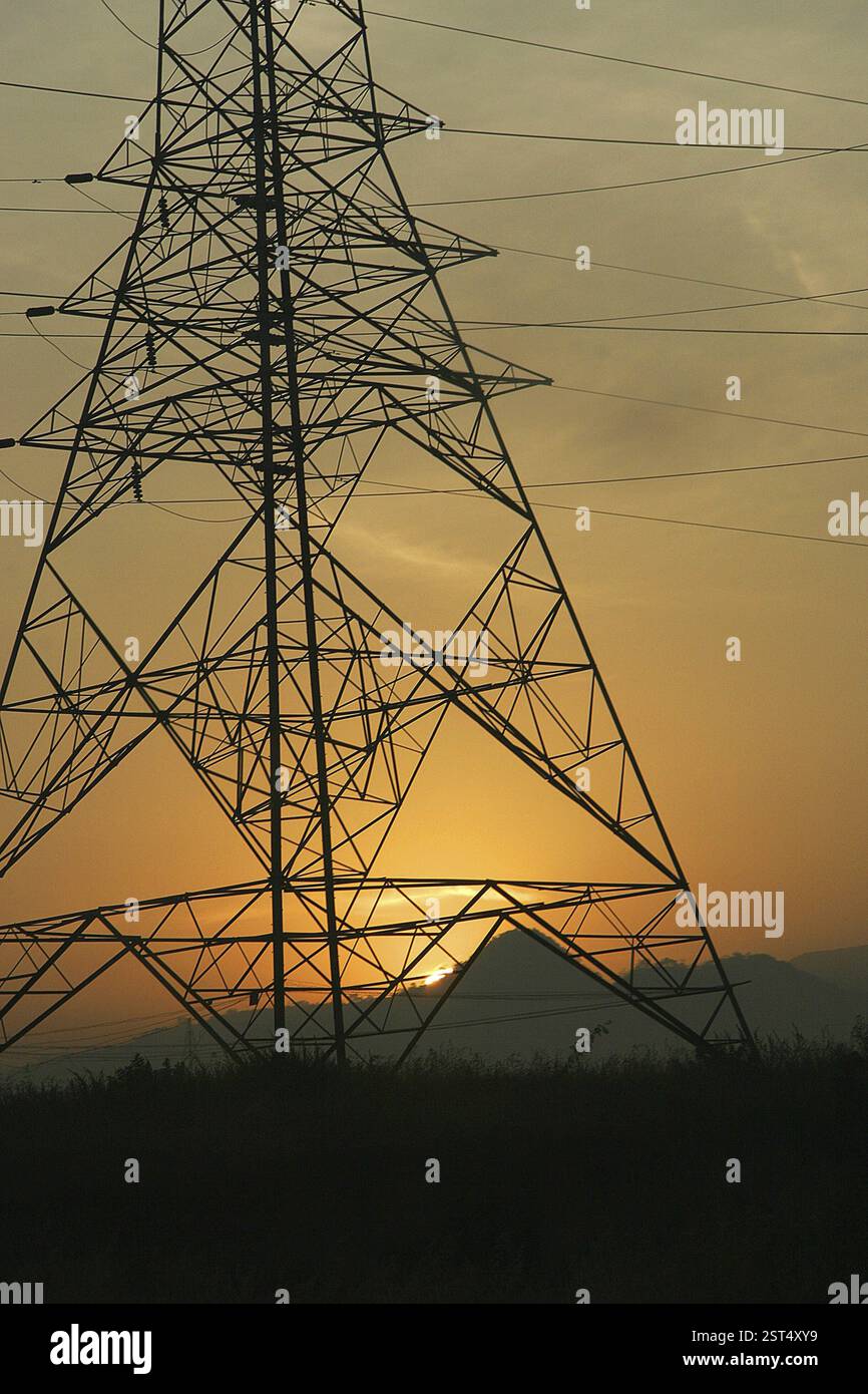 Electricity power lines on expressway from Mumbai to Pune, Maharashtra ...