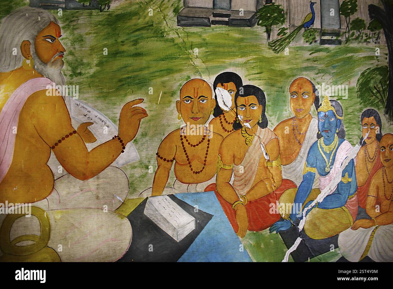 Painting on wall of Sandipani Rishi Ashram, where Lord Krishna came to ...