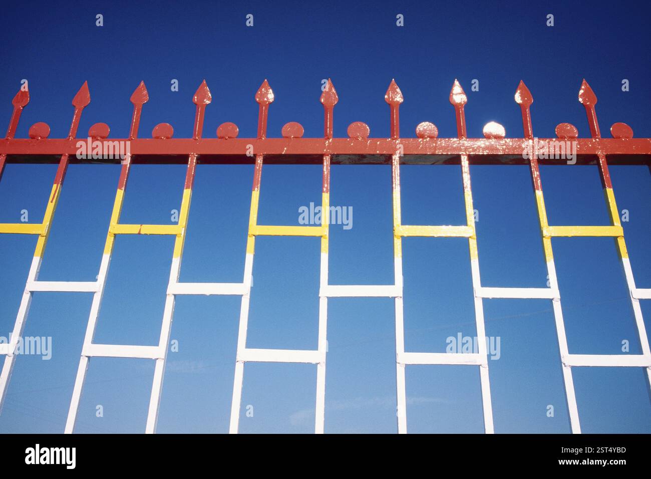 Painted iron fence, nashik, maharashtra, india Stock Photo - Alamy