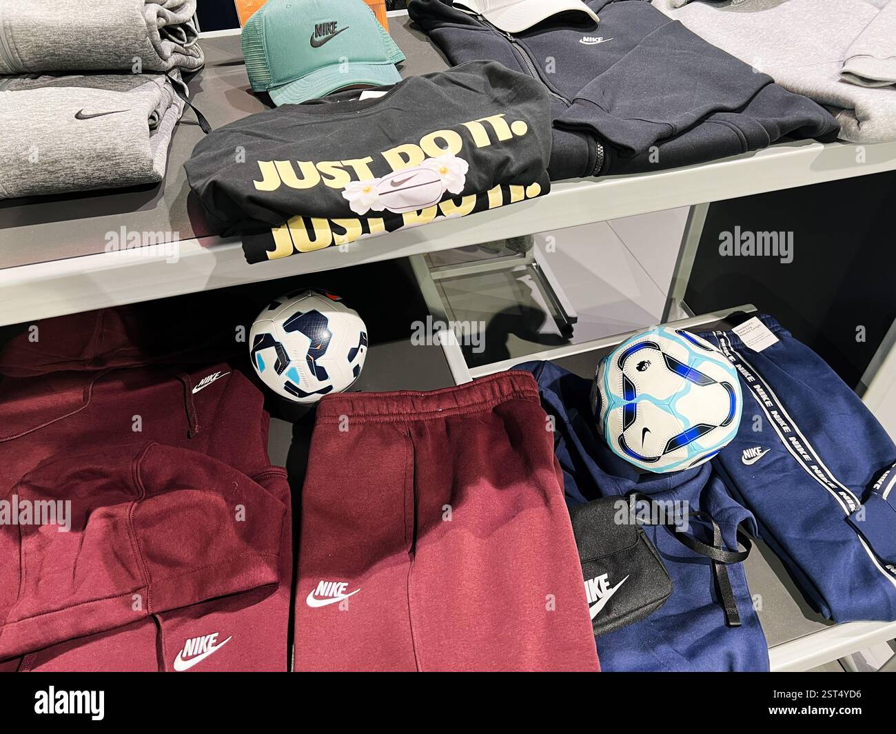 Lviv, Ukraine - February 16, 2025: Branded Nike sports clothing and ...