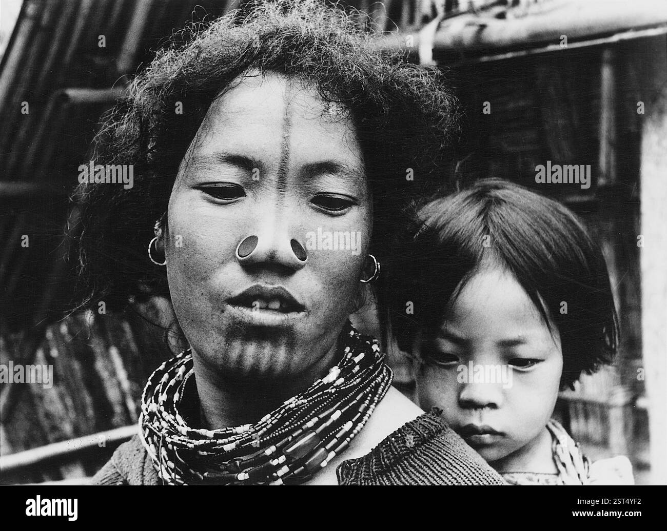 Mother and child of the Apa Tani tribe on Arunachal Pradesh, India ...