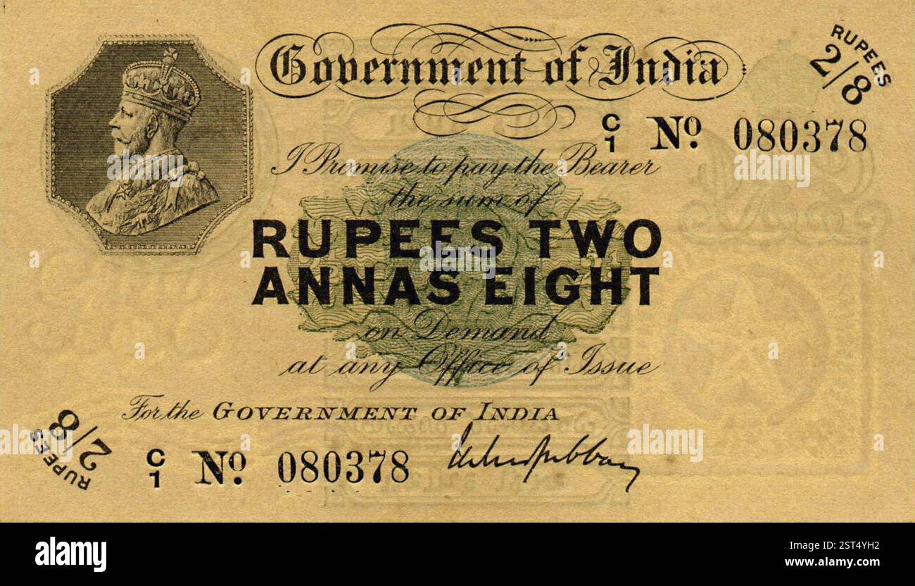Rupees 2 and Annas 8, Rs 2 & ? 1918 to 1926, British India, A very rare ...