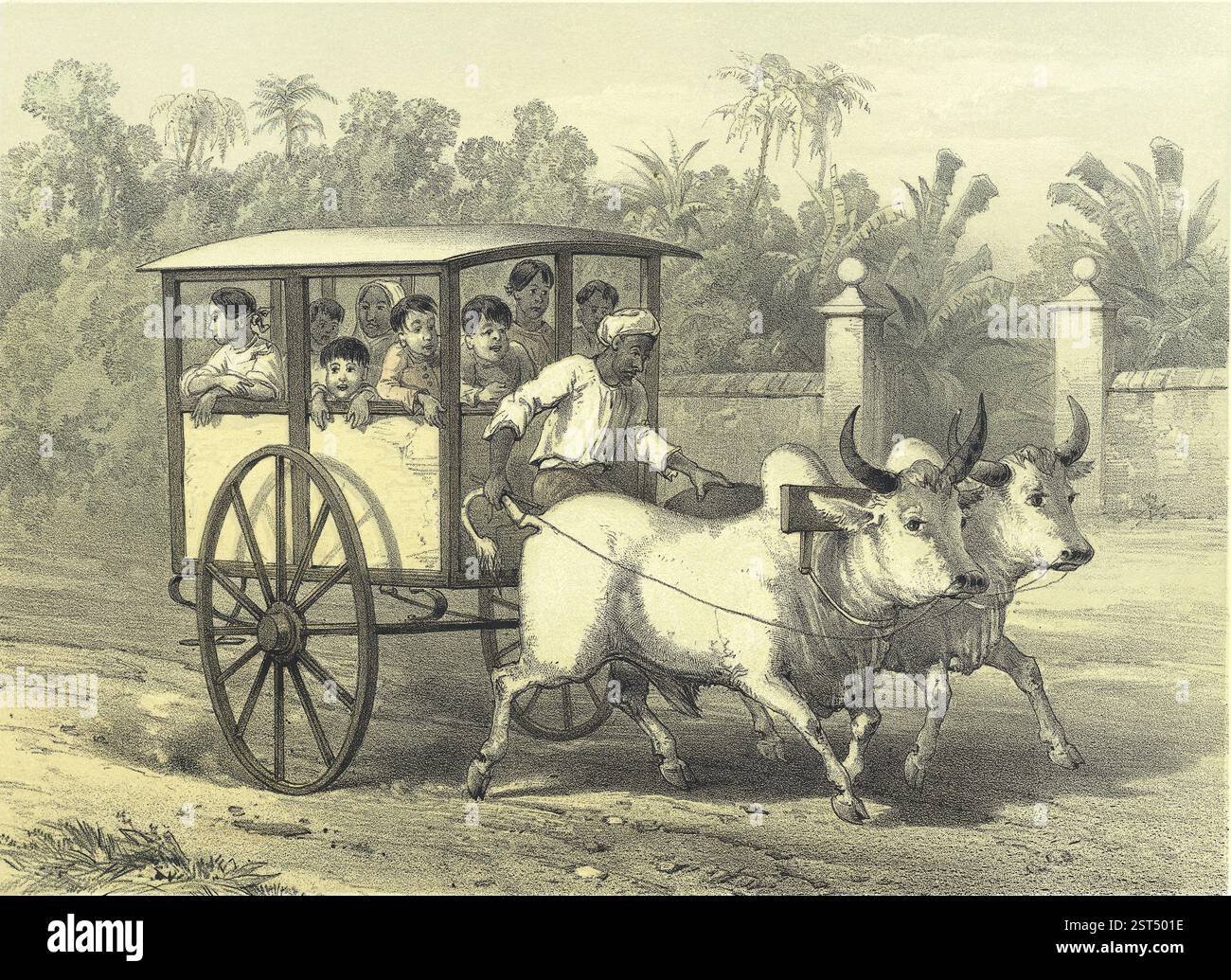 Illustration Lithograph Woodcut of Life in India During British Rule ...