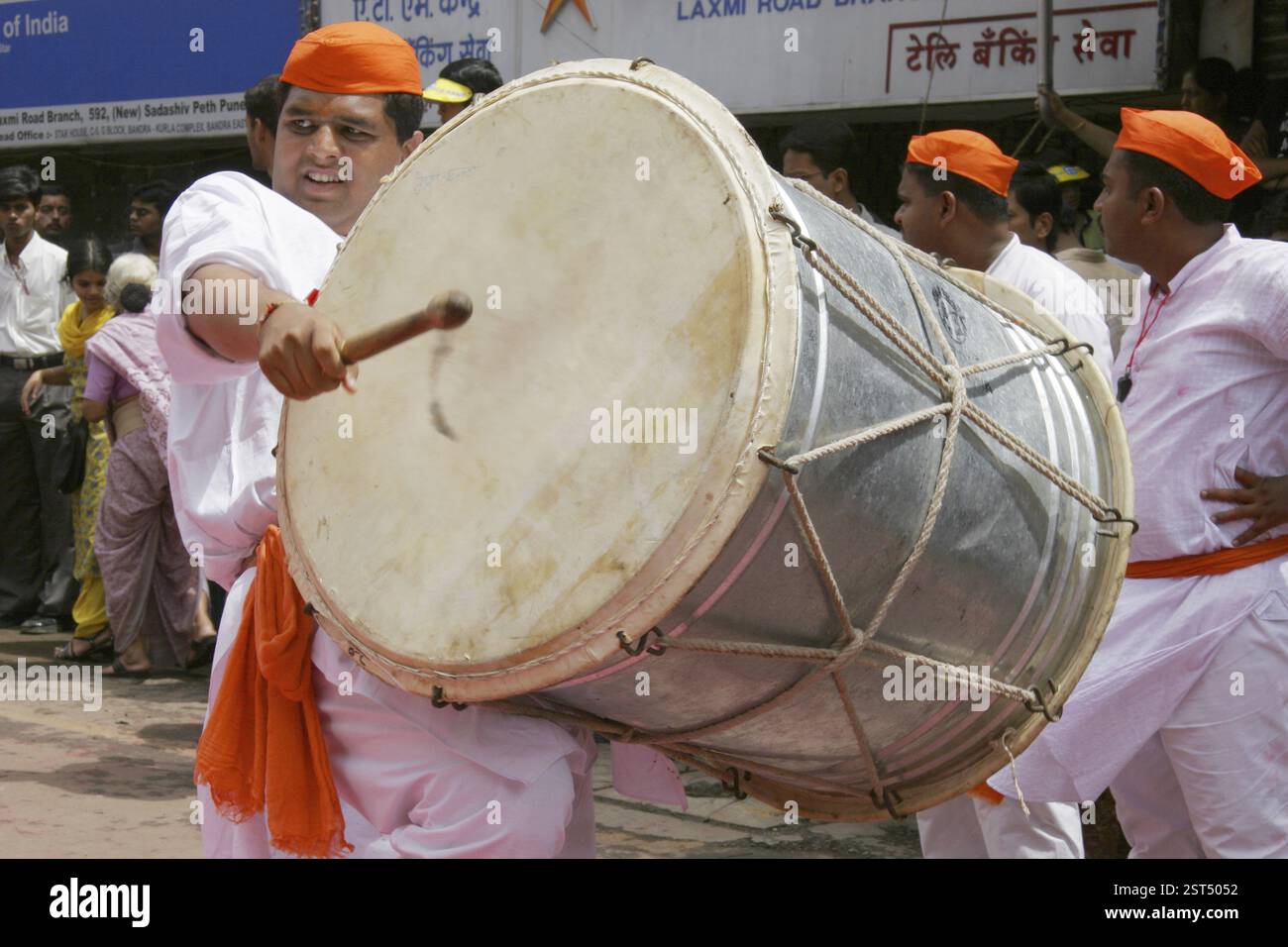 Devotee of Lord Ganesh, the elephant headed God, playing a musical ...