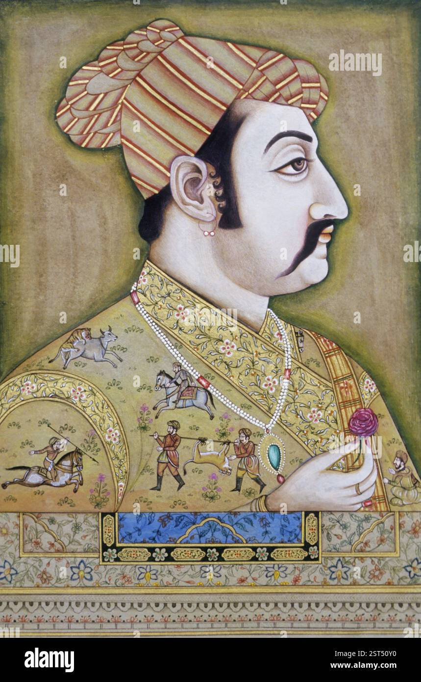Mugal Miniature painting of akbar Stock Photo - Alamy