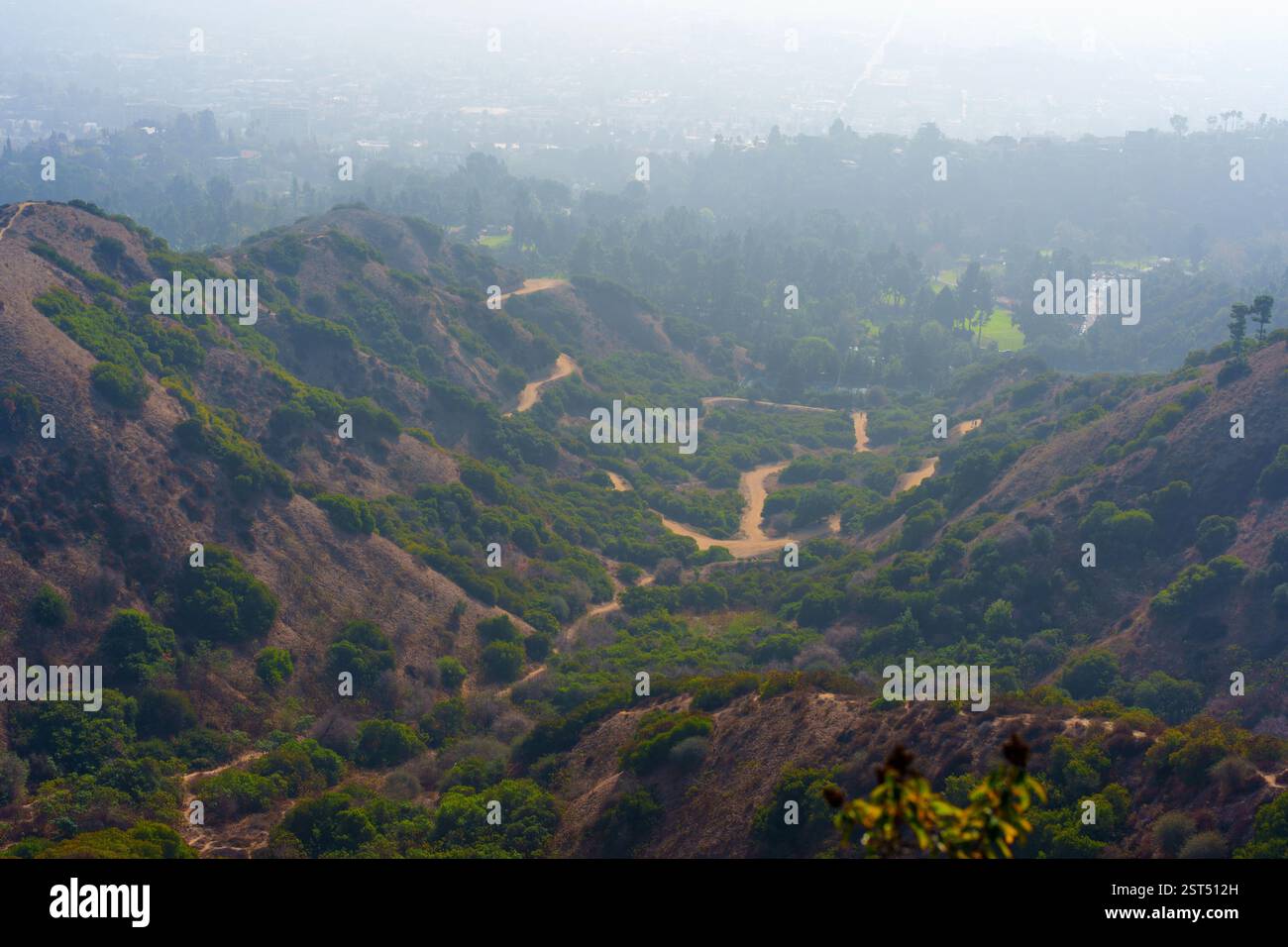Detailed view of intricate dirt hiking trails and routes in Griffith ...